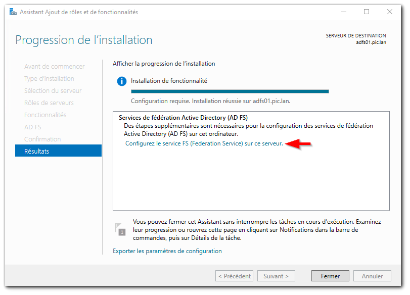 Installer ADFS sous Windows Server 2022